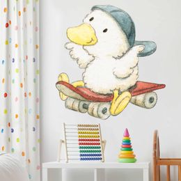 Wandtattoo Kinderzimmer Junge Schnaddeldatz auf dem Skateboard Wandsticker Jungenzimmer Kinder Wandaufkleber in S-XXL Baby