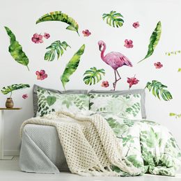 Wandtattoo Kinderzimmer Dschungel Flamingo Bl&auml;tter Set Junge & M&auml;dchen Wandsticker Kinder Wandaufkleber in S-XXL