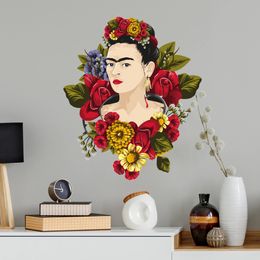 Wandtattoo Blumen Frida kahlo Rosen Wandsticker florale Wandaufkleber in S-XXL