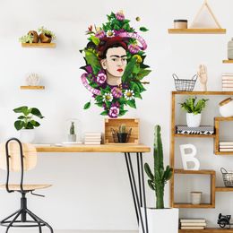 Wandtattoo Blumen Frida Kahlo Frida Wandsticker florale Wandaufkleber in S-XXL
