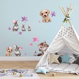 Wandtattoo Kinderzimmer Animal Club International Set Haustiere Kinder Wandsticker Tiere Baby, Junge & M&auml;dchen Wandaufkleber in S-XXL
