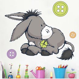 Wandtattoo Kinderzimmer NICI Neugieriger Esel Junge & M&auml;dchen Wandsticker Tiere Kinder Wandaufkleber in S-XXL Baby