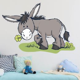 Wandtattoo Kinderzimmer NICI Nici Esel mit Klee Junge & M&auml;dchen Wandsticker Tiere Kinder Wandaufkleber in S-XXL Baby