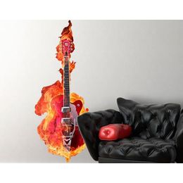 Wandtattoo No.205 Gitarre in Flammen Musikinstrumente Wandsticker Wandaufkleber in S-XXL