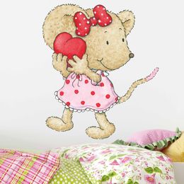Wandtattoo Kinderzimmer M&auml;dchen Baby Maus Kikibell mit Herzchen Wandsticker M&auml;dchenzimmer Kinder Wandaufkleber in S-XXL Baby