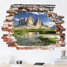 3D Wandtattoo S&uuml;dtiroler Zinnen und Wasserspiegelung Wandsticker 3D-Optik Wandaufkleber in S-XXL 3D-Effekt