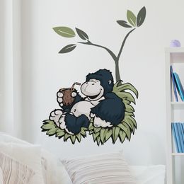 Wandtattoo Kinderzimmer NICI Wild Friends Affe genie&szlig;t Junge & M&auml;dchen Wandsticker Tiere Kinder Wandaufkleber in S-XXL Baby