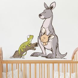 Wandtattoo K&auml;nguru Eidechse Hase Kinderzimmer NICI Wild Australia Junge & M&auml;dchen Wandsticker Tiere Kinder Wandaufkleber in S-XXL Baby