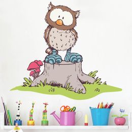 Wandtattoo Kinderzimmer NICI Eule Ast Oscar Owl auf Baumstamm Junge & M&auml;dchen Wandsticker Tiere Kinder Wandaufkleber in S-XXL Baby