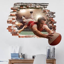 3D Wandtattoo Rugby Action Wandsticker 3D-Optik Wandaufkleber in S-XXL 3D-Effekt