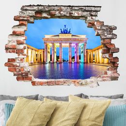 3D Wandtattoo Erleuchtetes Brandenburger Tor Wandsticker 3D-Optik Wandaufkleber in S-XXL 3D-Effekt