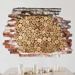 3D Wandtattoo Homey Firewood Wandsticker 3D-Optik Wandaufkleber in S-XXL 3D-Effekt