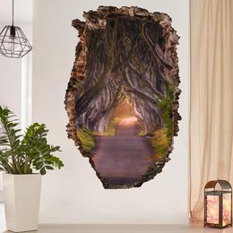 3D Wandtattoo Tunnel aus B&auml;umen Wandsticker 3D-Optik Wandaufkleber in S-XXL 3D-Effekt