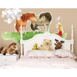 Bilderwelten Wandtattoo Tiere Illustration selbstklebend Wandaufkleber - Zauberpony Geschichten - Liese und Lotte - Arena Verlag - Pferde Kinderzimmer Baby