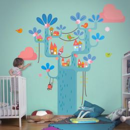 Bilderwelten Wandtattoo Wald modern selbstklebend Wandaufkleber - No.EK153 Spielbaum - B&auml;ume Kinderzimmer Baby M&auml;dchen Jungen