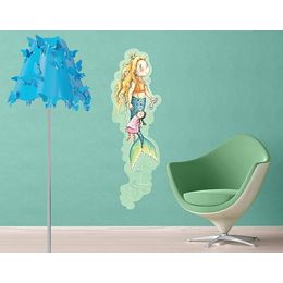 Bilderwelten Wandtattoo Illustration selbstklebend Wandaufkleber - Matilda die kleine Meerjungfrau- Die Flaschenpost - Meerjungfrau Kinderzimmer Baby M&auml;dchen