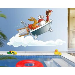 Wandtattoo Kinderzimmer M&auml;dchen Fliegender Bauernhof Badewanne Wandsticker M&auml;dchenzimmer Kinder Wandaufkleber in S-XXL Baby Tiere