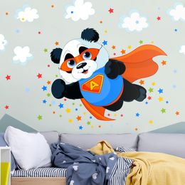 Wandtattoo Kinderzimmer Super Panda Junge & M&auml;dchen Wandsticker Tiere Kinder Wandaufkleber in S-XXL Panda