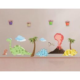 Wandtattoo Dinosaurier Kinderzimmer Junge No.MW75 Dinobande Wandsticker Jungenzimmer Kinder Wandaufkleber in S-XXL Baby
