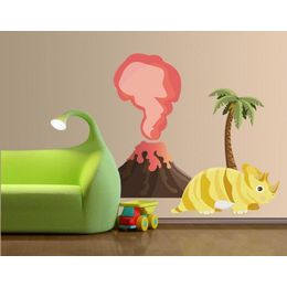 Wandtattoo Kinderzimmer Junge Baby Dinosaurier DinoBande Vulkan Wandsticker Jungenzimmer Kinder Wandaufkleber in S-XXL