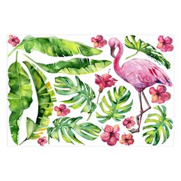 Wandtattoo Tiere Dschungel Flamingo Bl&auml;tter Set