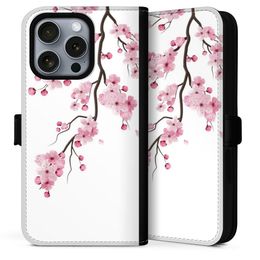 DeinDesign iPhone 16 Pro Max Handy Klapph&uuml;lle Handyh&uuml;lle aus Kunst Leder schwarz Flip Case Aisa Japan Cherry Blossom Sideflip mit Lasche