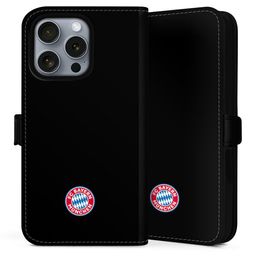 DeinDesign iPhone 16 Pro Max Handy Klapph&uuml;lle Handyh&uuml;lle aus Kunst Leder schwarz Flip Case Fcb Fc Bayern M&uuml;nchen Logo Sideflip mit Lasche