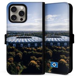 DeinDesign iPhone 16 Pro Handy Klapph&uuml;lle Handyh&uuml;lle aus Kunst Leder schwarz Flip Case Hsv Hamburger Sv Stadium Sideflip mit Lasche