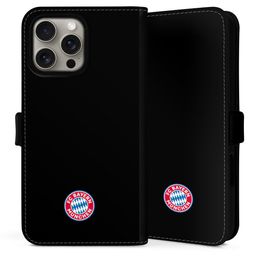 DeinDesign iPhone 16 Pro Handy Klapph&uuml;lle Handyh&uuml;lle aus Kunst Leder schwarz Flip Case Fcb Fc Bayern M&uuml;nchen Logo Sideflip mit Lasche