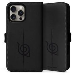 DeinDesign iPhone 16 Pro Handy Klapph&uuml;lle Handyh&uuml;lle aus Kunst Leder schwarz Flip Case Konoha Sasuke Naruto Shippuden Sideflip mit Lasche