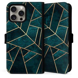 DeinDesign iPhone 16 Pro Handy Klapph&uuml;lle Handyh&uuml;lle aus Kunst Leder schwarz Flip Case Stone Elisabeth Fredriksson Gold & Copper Sideflip mit Lasche