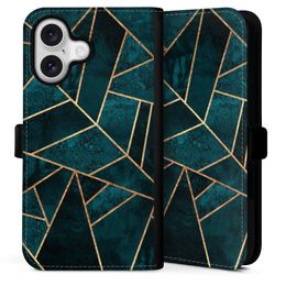 DeinDesign iPhone 16 Handy Klapph&uuml;lle Handyh&uuml;lle aus Kunst Leder schwarz Flip Case Stone Elisabeth Fredriksson Gold & Copper Sideflip mit Lasche