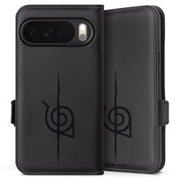 DeinDesign Google Pixel 10 Pro XL Handy Klapph&uuml;lle Handyh&uuml;lle aus Kunst Leder schwarz Flip Case Konoha Sasuke Naruto Shippuden Sideflip mit Lasche