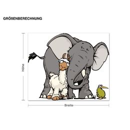 Wandtattoo Elefant Lama Kinderzimmer NICI Wild Friends Freundschaft Babyzimmer Wandsticker Tiere Dschungel Kinder Wandaufkleber in S-XXL Elefant
