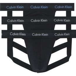 String "JOCK STRAP 3PK", Herren, Gr. L (52), 3 Stk., b, fad dnm, cdon tint, buff pk lgs, Jersey, Obermaterial: 95% Baumwolle, 5% Elasthan, Calvin Klein Underwear, k&ouml;rpernah, Unterhosen String, mit Logo-Elastikbund