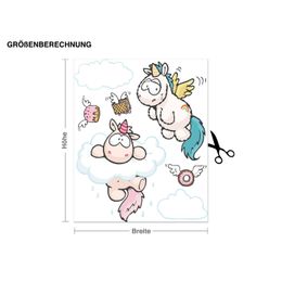Bilderwelten Wandtattoo Tiere modern selbstklebend Wandaufkleber - NICI - Theodor rutscht durch die Wolke - Einhorn Kinderzimmer Baby M&auml;dchen Jungen