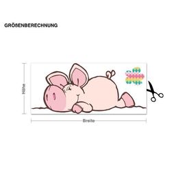 Bilderwelten Wandtattoo Tiere modern selbstklebend Wandaufkleber - NICI - Good Luck Pig liegend - Wandsticker Kinderzimmer Baby M&auml;dchen Jungen