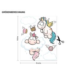 Wandtattoo Kinderzimmer M&auml;dchen NICI Einhorn Theodor rutscht Wolke M&auml;dchenzimmer Wandsticker Wandaufkleber in S-XXL