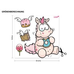Wandtattoo Kinderzimmer M&auml;dchen Einhorn lustig NICI Theodor Candy nascht Donut M&auml;dchenzimmer Wandsticker Wandaufkleber in S-XXL