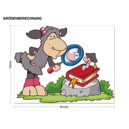 Bilderwelten Wandtattoo Tiere modern selbstklebend Wandaufkleber - NICI - Jolly Lucy B&uuml;cherwurm - Wandsticker Kinderzimmer Baby M&auml;dchen Jungen