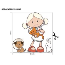 Wandtattoo Kinderzimmer NICI Krankenschwester Miniclara Wandsticker Tiere Katze Wandaufkleber in S-XXL Baby, Junge & M&auml;dchen