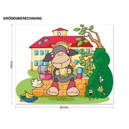 Bilderwelten Wandtattoo Tiere modern selbstklebend Wandaufkleber - NICI - Jolly Lucy auf dem Pausenhof - Wandsticker Kinderzimmer Baby M&auml;dchen Jungen