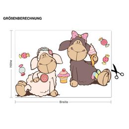 Wandtattoo Kinderzimmer NICI Schaf Jolly Candy Babyzimmer Wandsticker Schaf Baby, Junge & M&auml;dchen Kinder Wandaufkleber in S-XXL Tiere