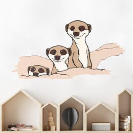 Wandtattoo Erdm&auml;nnchen Kinderzimmer NICI Meerkat Family Babyzimmer Wandsticker Baby, Junge & M&auml;dchen Kinder Wandaufkleber in S-XXL