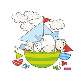 Bilderwelten Wandtattoo Strand modern selbstklebend Wandaufkleber - Steinbeck - Farmily zusammen auf Seefahrt - Wandsticker Kinderzimmer Baby M&auml;dchen Jungen
