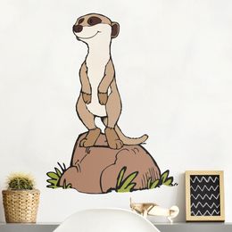 Wandtattoo Kinderzimmer NICI Meerkat auf Felsen Babyzimmer Wandsticker Baby, Junge & M&auml;dchen Kinder Wandaufkleber in S-XXL