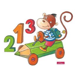 Wandtattoo Kinderzimmer Affe beim Seifenkistenrennen Wandsticker Wandaufkleber in S-XXL