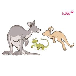 Wandtattoo K&auml;ngurus Eidechse Kinderzimmer NICI Wild Australia australische Tiere Kinder Wandsticker Baby, Junge & M&auml;dchen Wandaufkleber