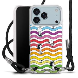 DeinDesign iPhone 17 Pro Handy Carry Case H&uuml;lle mit Band Handykette zum Umh&auml;ngen schwarz Snoopy Muster Peanuts Carry Case