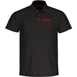 multifanshop Poloshirt - Mainz - Herzschlag - Druck rot - Polo